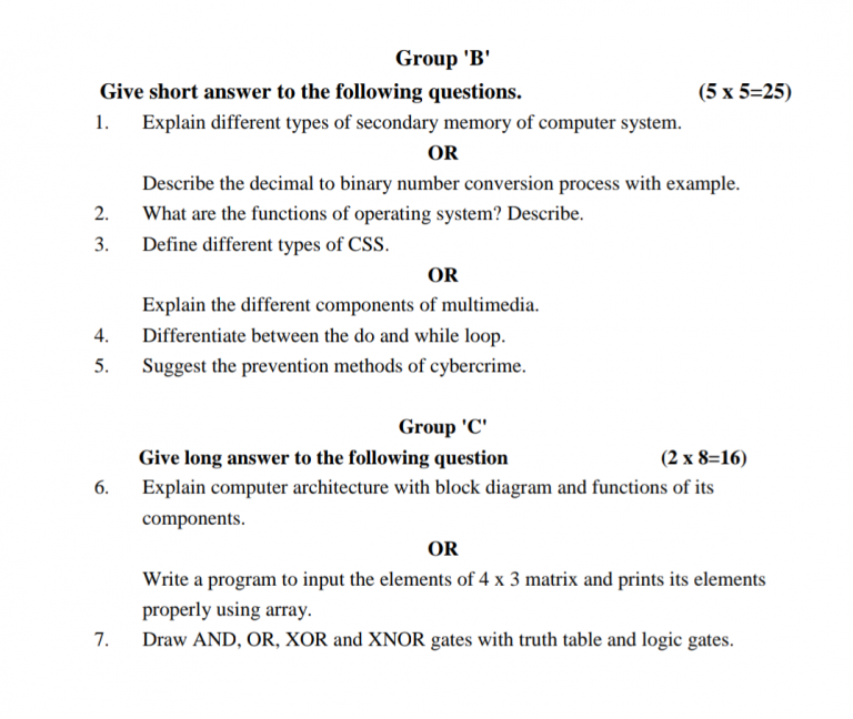 NEB Class 11 Computer Science Model Question Paper 2078 Your All Notes NEB Class 11 Computer Science Model Question Paper 2078 Your All Notes