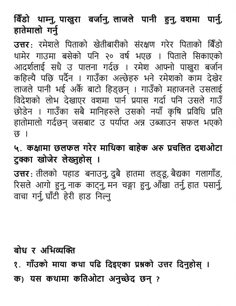 Class 11 Compulsory Nepali Chapter Two: Gaunko Maya Complete Exercise ...