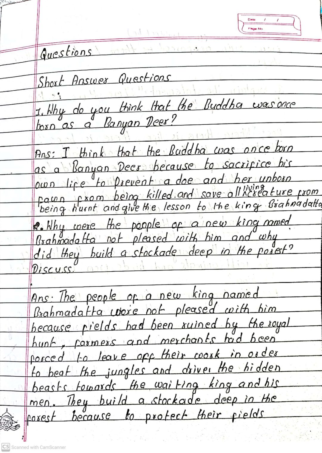 Brahmadatta and the Banyan Deer: Important Question Answer - Your All Notes