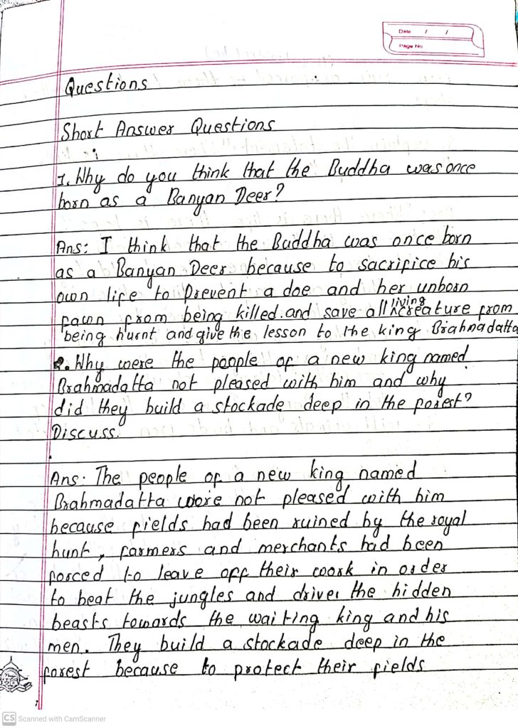 Brahmadatta and the Banyan Deer: Important Question Answer - Your All Notes