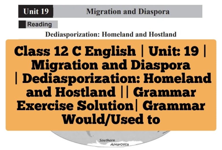 Class 12 C English Unit 4 Technology Hyperloop Grammar Exercise 